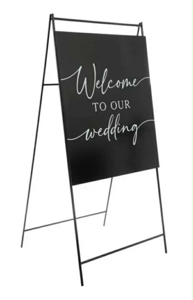 Black Welcome Sign Stand – Rigby Wedding Rentals